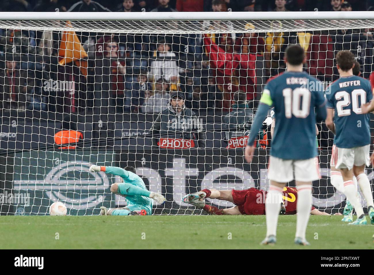 Rome, Italy. 20th Apr, 2023. Stephan El Shaarawy, right, of AS Roma ...