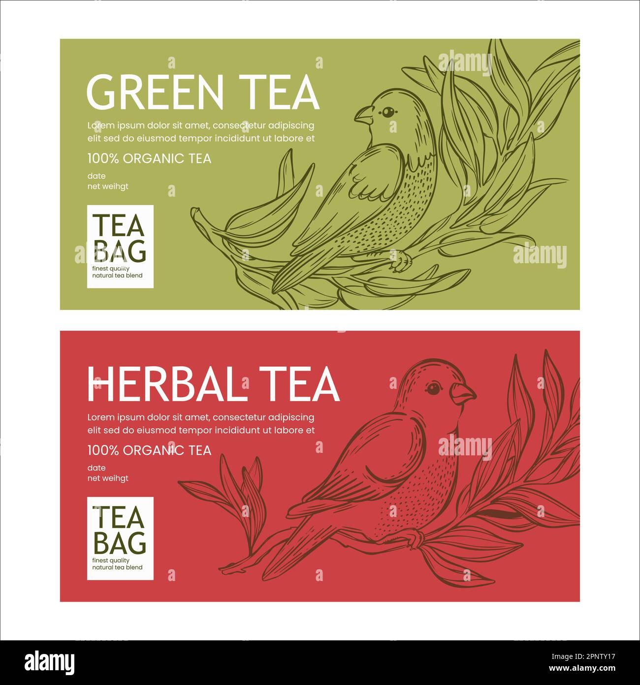 GREEN AND HERBAL TEA In Vintage Style Contemporary Design Of Packaging ...