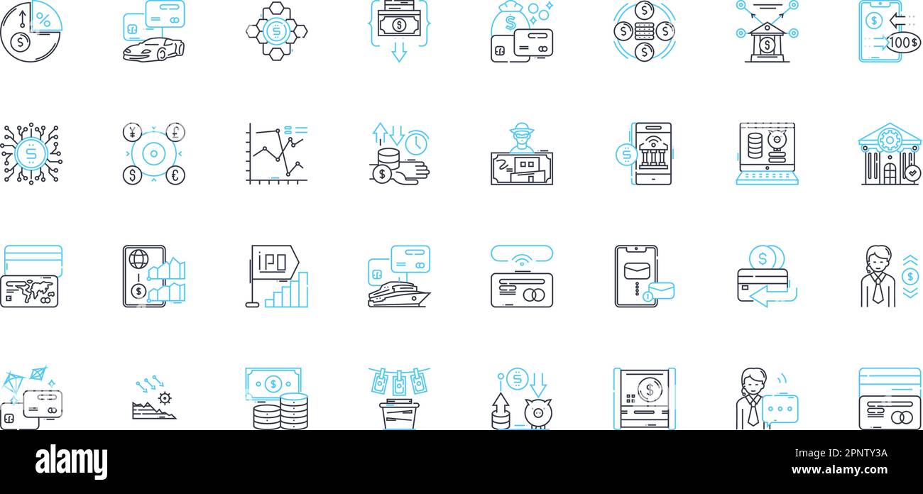 Wealth flow linear icons set. Prosperity, Abundance, Cashflow ...