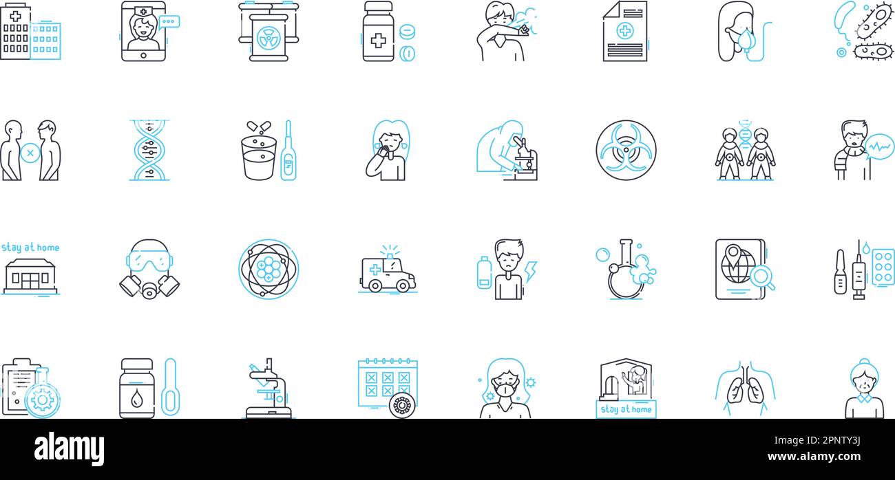 Pathogens linear icons set. Bacteria, Virus, Fungi, Parasites ...