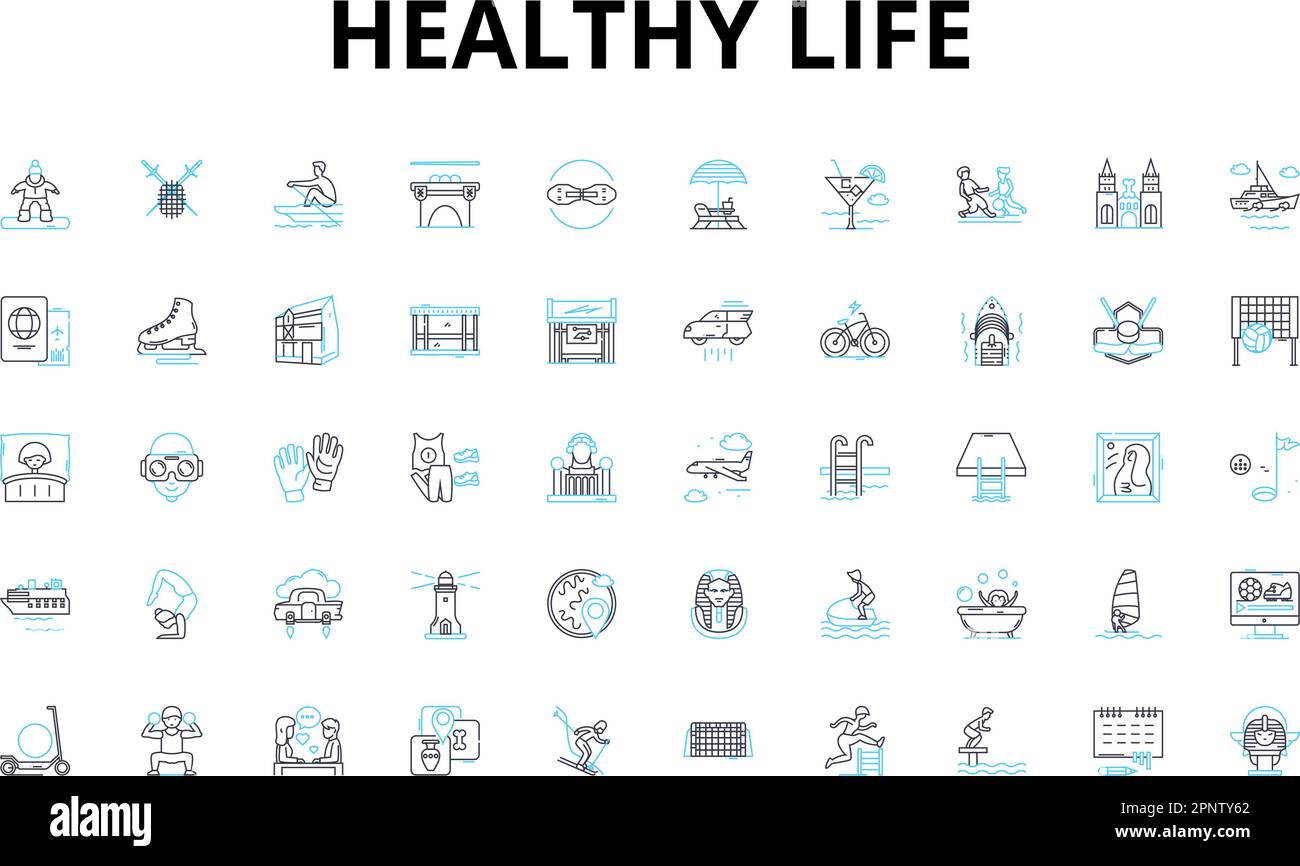 Healthy life linear icons set. Wellness, Fitness, Nourishment ...