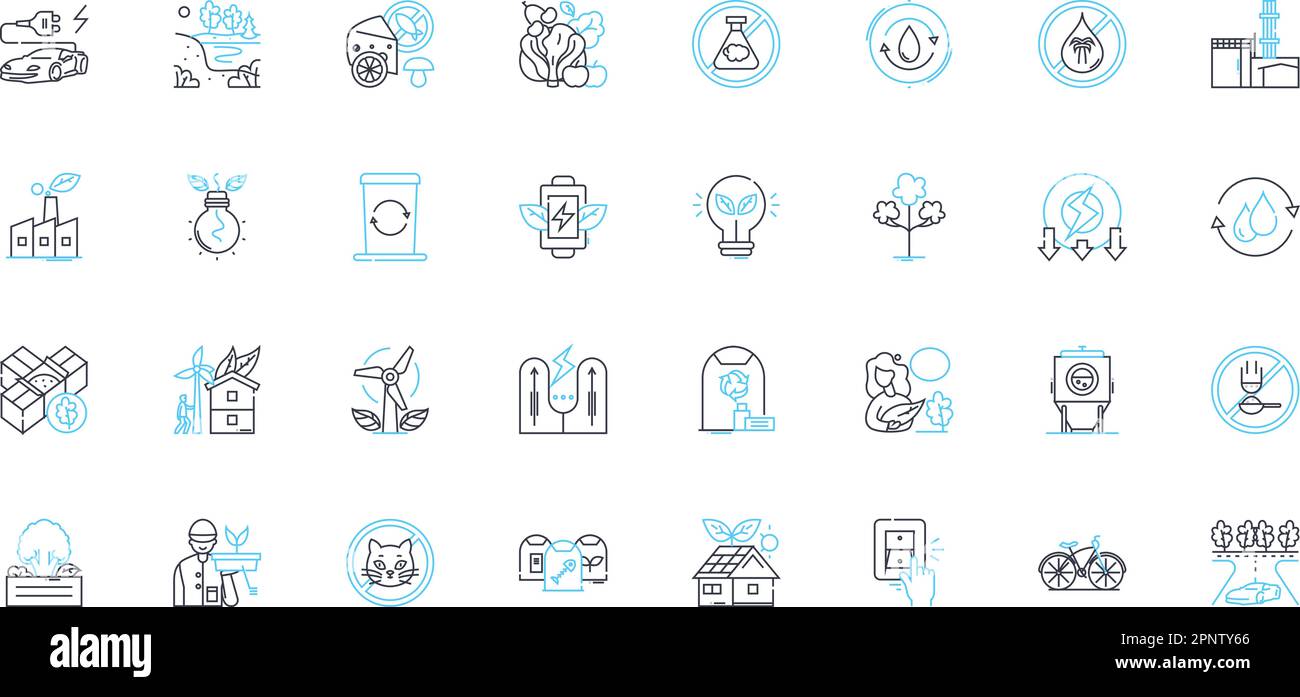Solar power linear icons set. Photovoltaic, Panel, Energy, Electricity ...