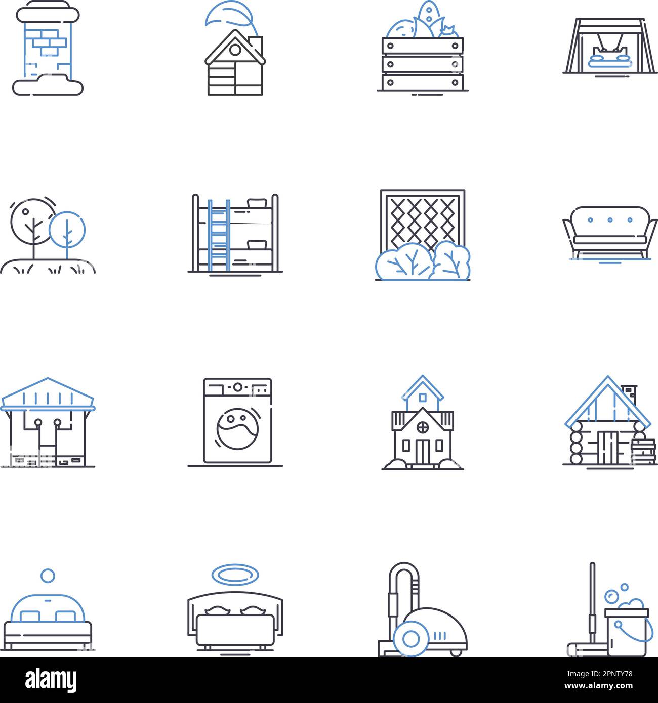 Tending dwelling line icons collection. Cleaning, Organizing, Decor ...