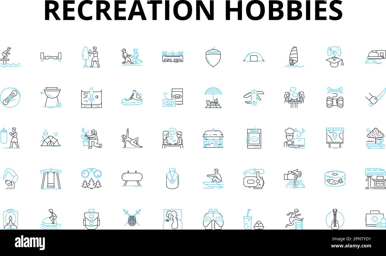 Recreation hobbies linear icons set. Gardening, Cooking, Painting ...