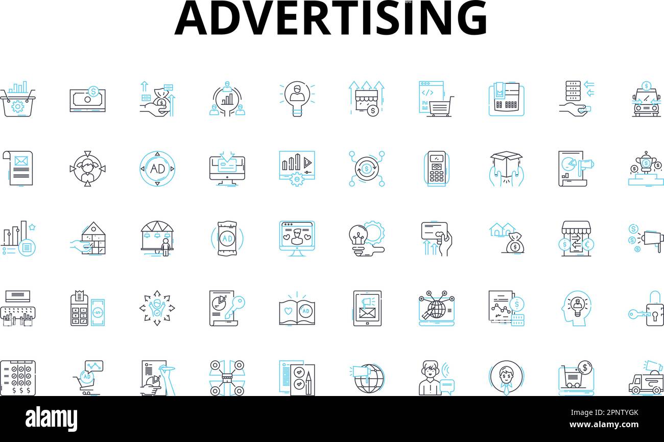 Advertising linear icons set. Promote, Branding, Campaigns, Media ... Advertising linear icons set. Promote, Branding, Campaigns, Media ...