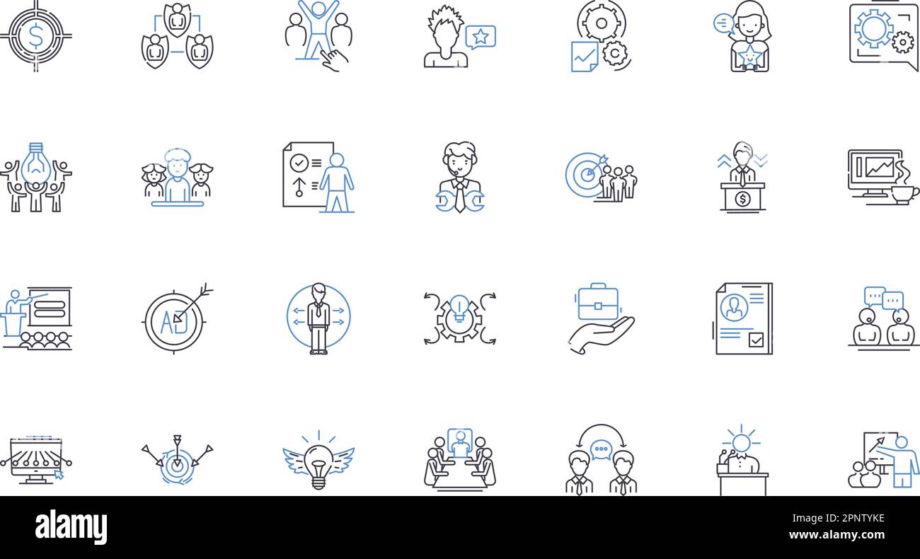 Senior supervision line icons collection. Experience, Leadership ...