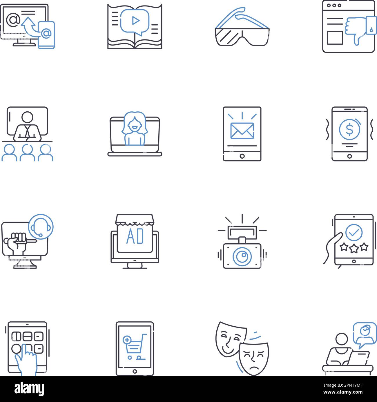 Cinematography line icons collection. Composition , Lighting , Focus ...