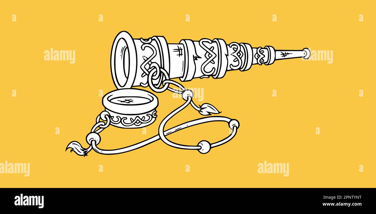 Pirate vintage spyglass for marine adventures. Retro telescope spy ...