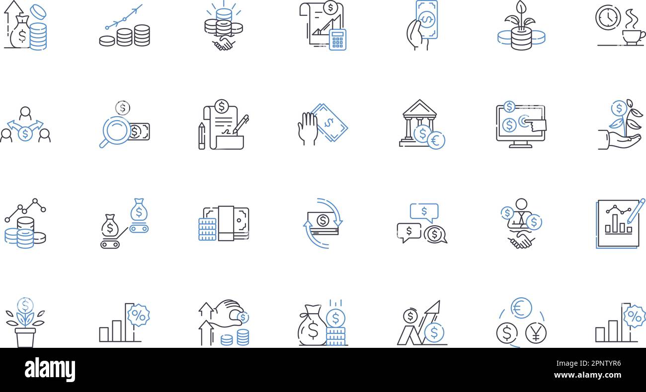 Fiscal activity line icons collection. Spending, Debt, Revenue, Budget ...