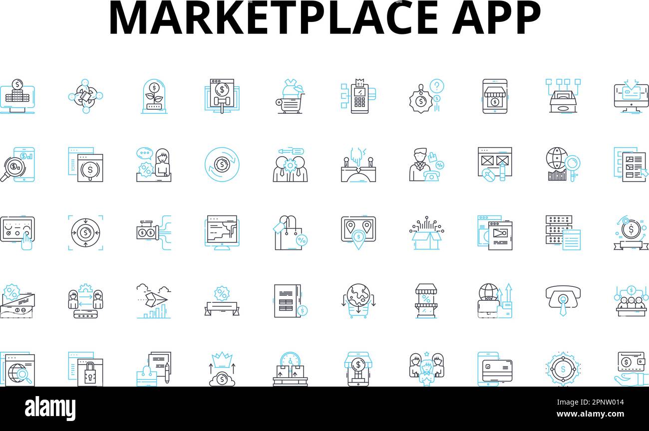 Marketplace app linear icons set. Commerce, Transaction, Buying ...