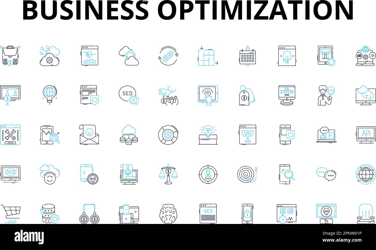 Business Optimization Linear Icons Set Efficiency Productivity