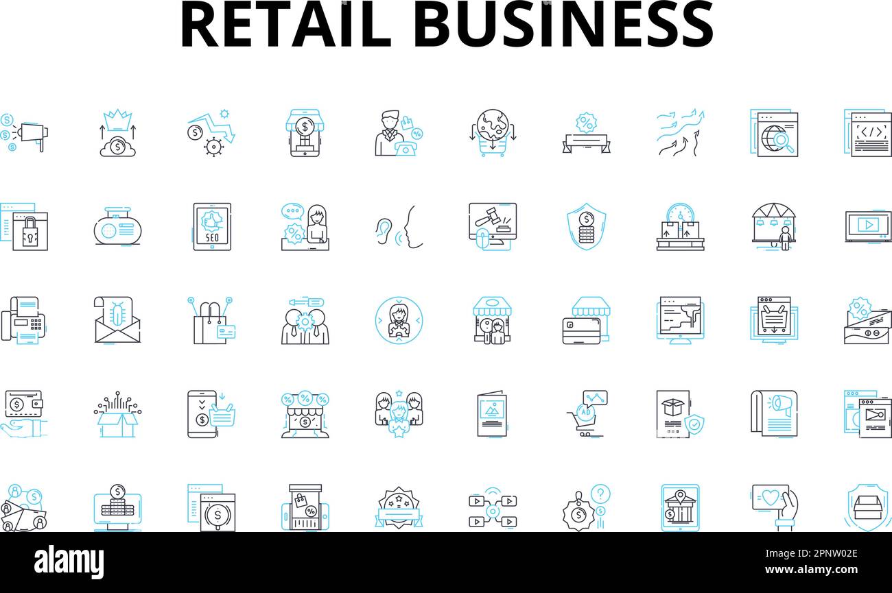 Retail business linear icons set. Inventory, Sales, Customer, Marketing ...