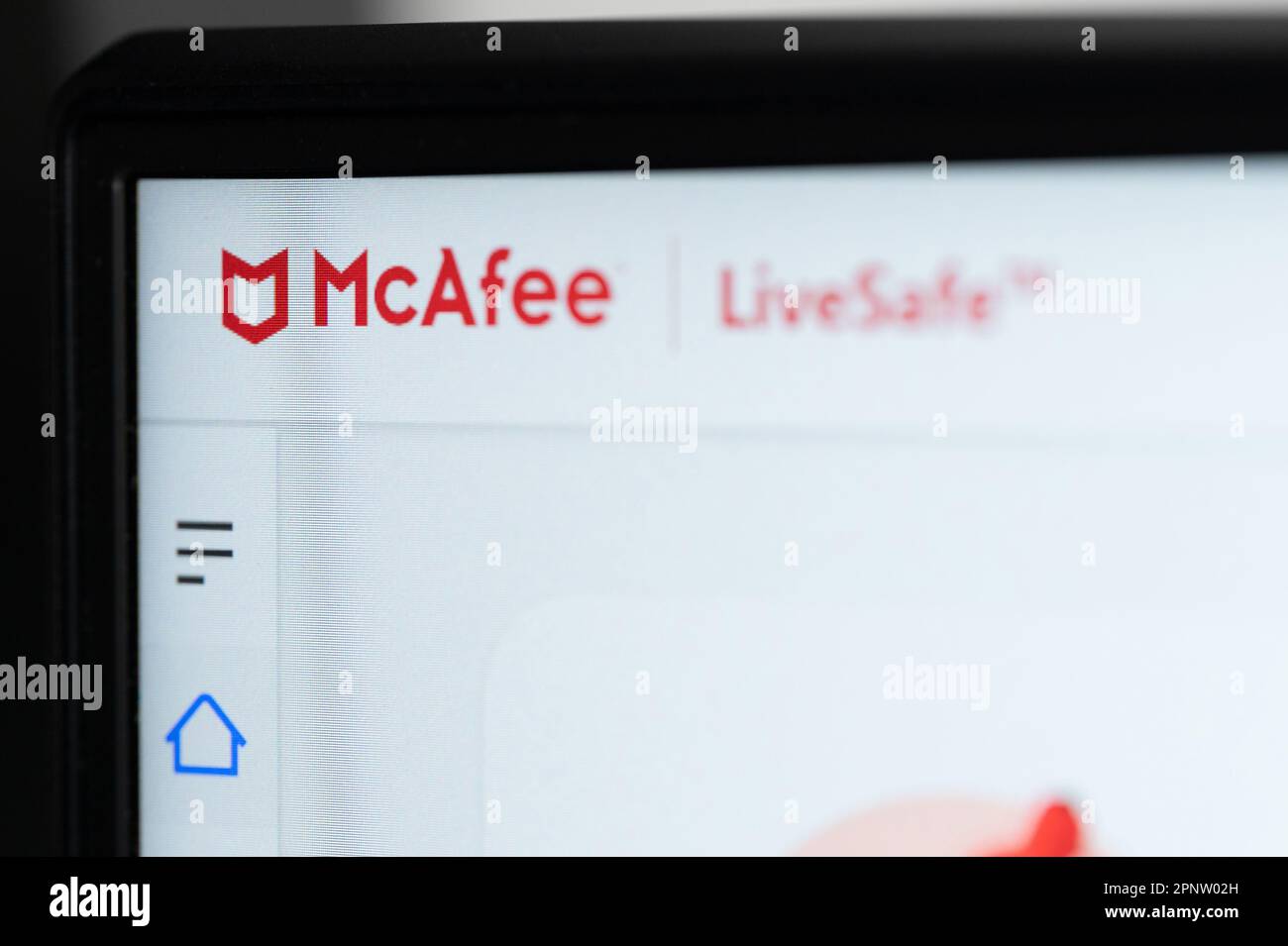 New york, USA - April 20, 2023: McAfee antivirus menu on laptop screen ...
