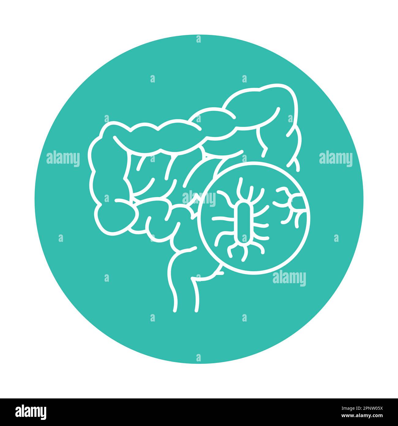 Gut bacteria color line icon. Human diseases. Pictogram for web page ...