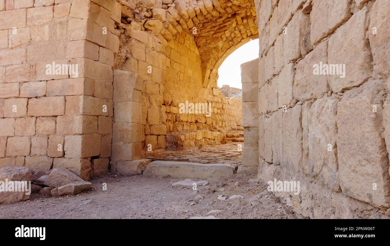 The crusader castle of Kerak, perched on the hill overlooking the city ...