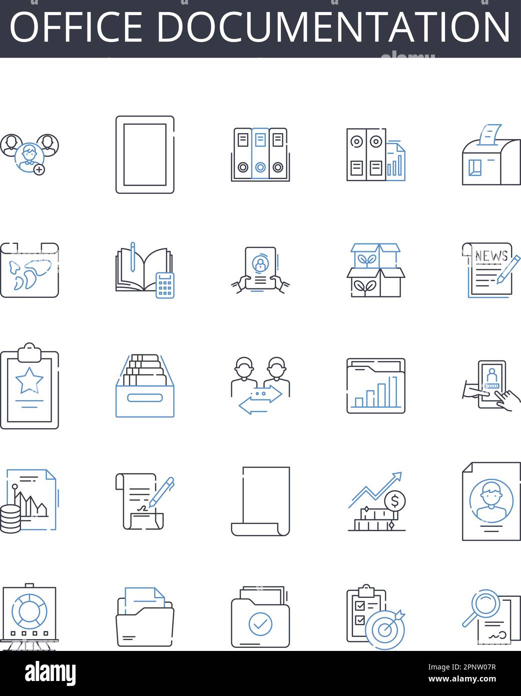 Office Documentation Line Icons Collection Legal Paperwork Corporate Records Business