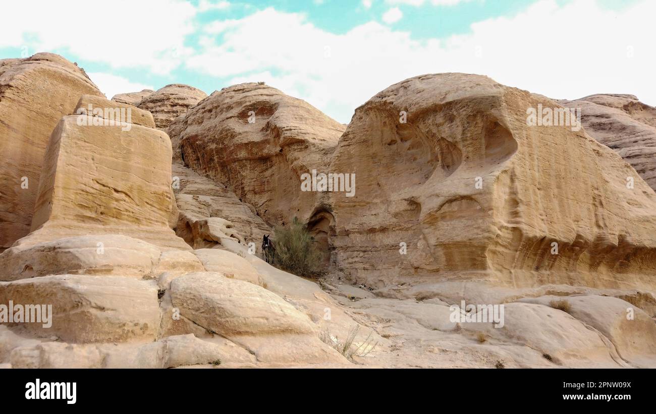 Temple above a Rock-Cut House in Little Petra or Siq Al-Barid, Jordan ...
