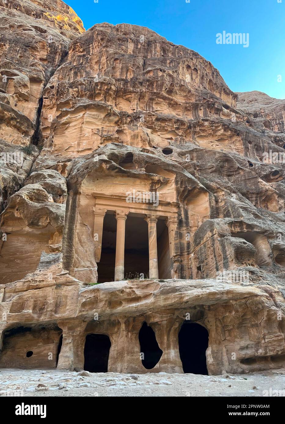 Temple above a Rock-Cut House in Little Petra or Siq Al-Barid, Jordan ...