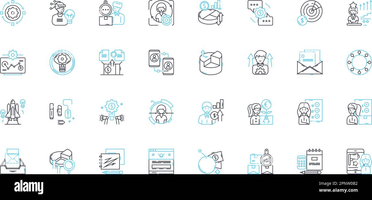 Strong leadership linear icons set. Visionary, Motivating, Decisive ...
