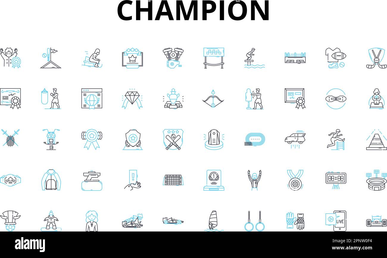 Champion linear icons set. Winner, Leader, Hero, Victorious, Top ...