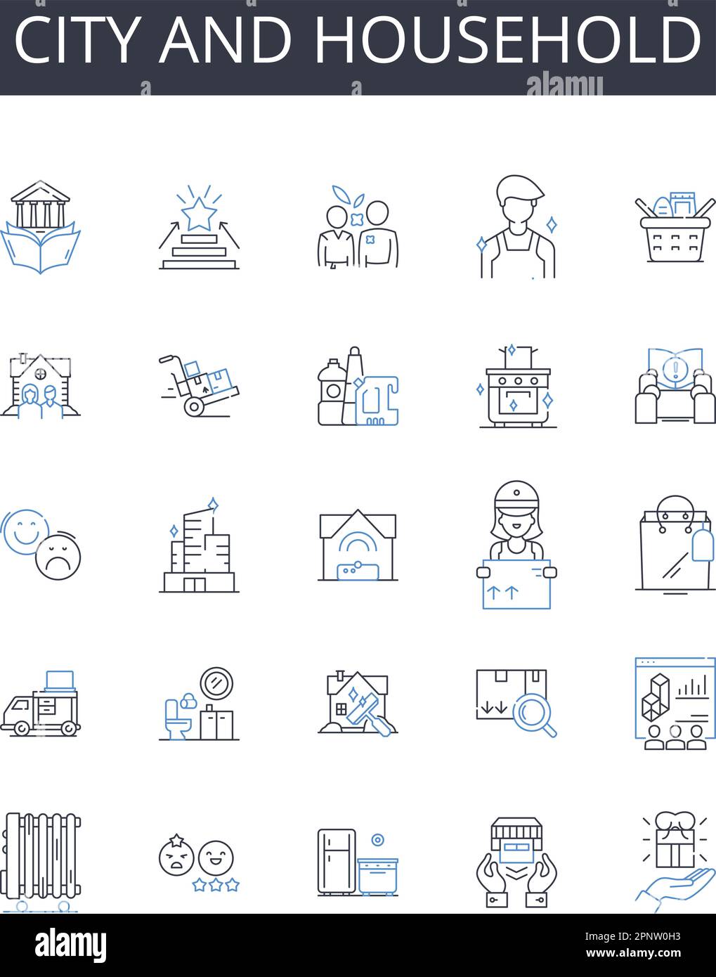 City and household line icons collection. ity, Metropolis, Urban center ...
