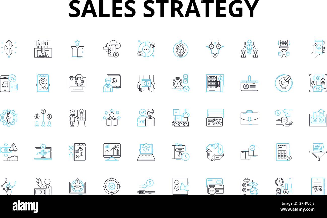 Sales strategy linear icons set. Conversion, Prospecting, Pipeline ... Sales strategy linear icons set. Conversion, Prospecting, Pipeline ...