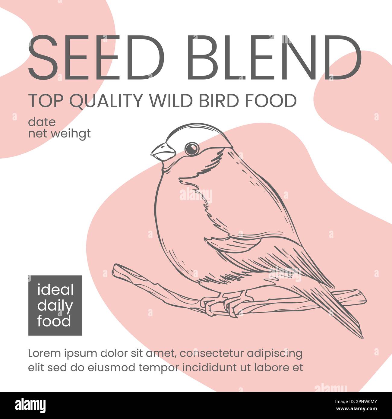 WILD BIRD FOOD PACKAGING DESIGN Sketched Bullfinch Modern Design With ...