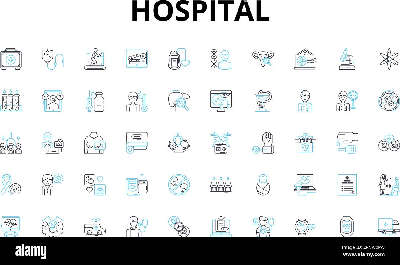 Hospital linear icons set. Medicine, Emergency, Staff, Patients ...