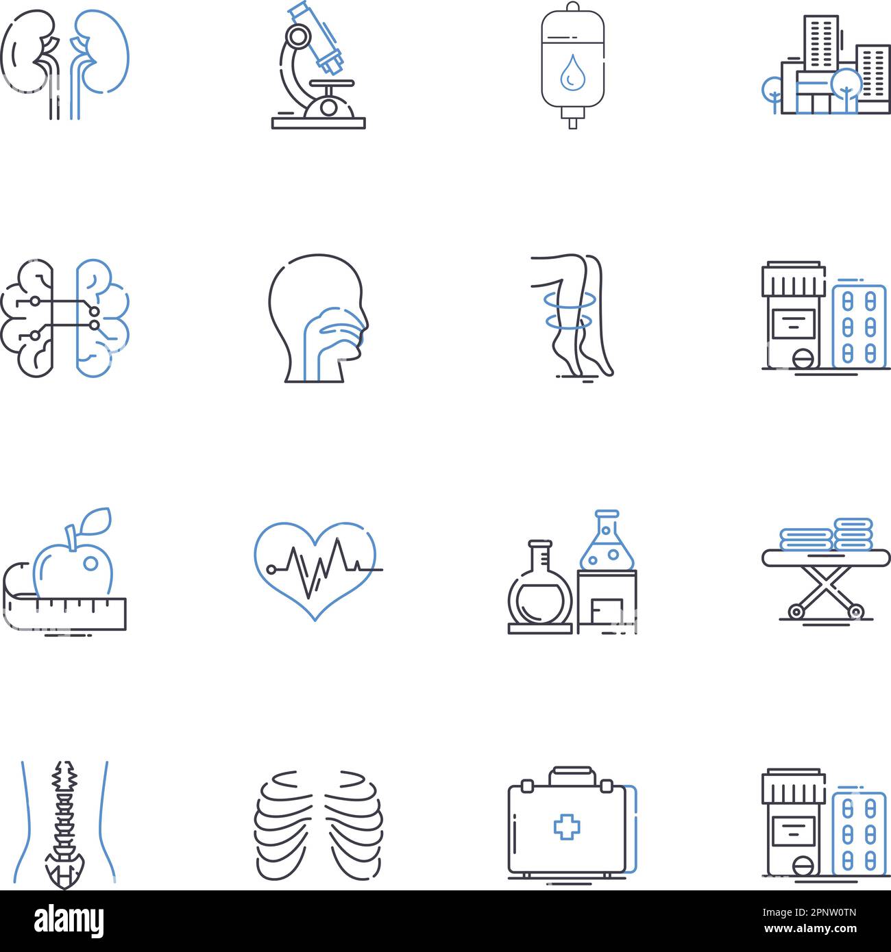 Diagnostic imaging line icons collection. Radiology, MRI, CT scan, X ...