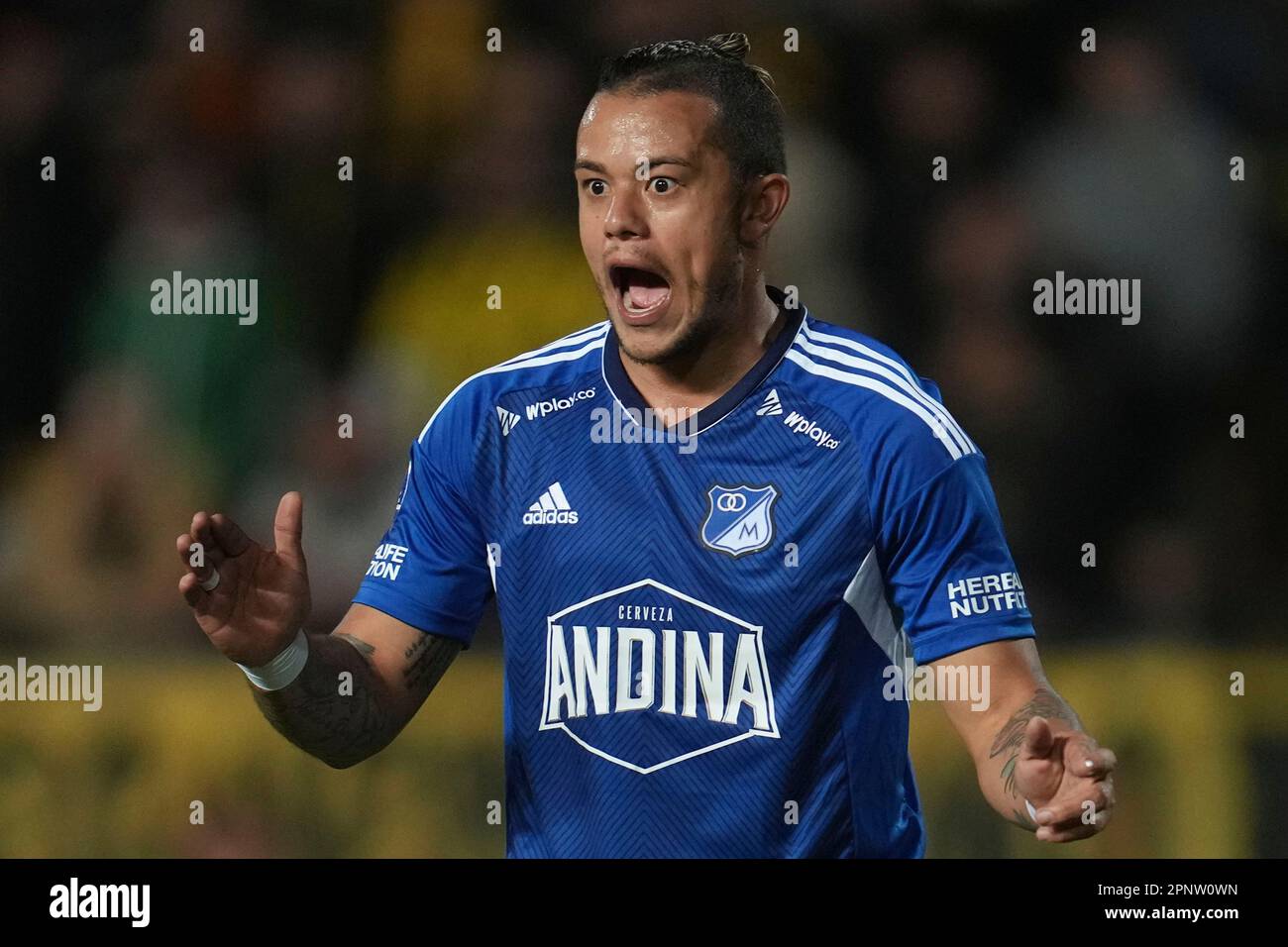 Leonardo Castro of Colombia's Millonarios reacts after missing a chance ...
