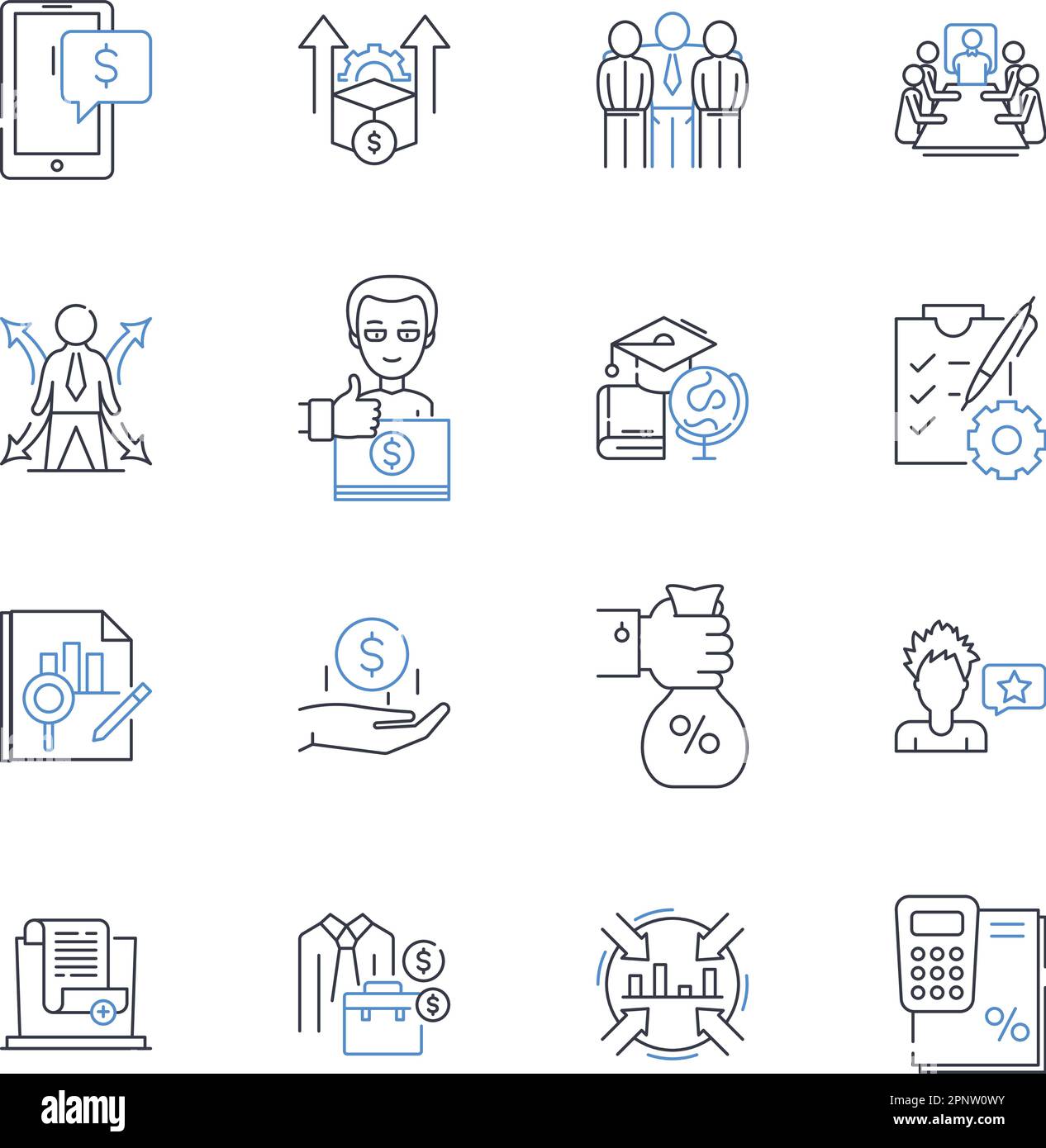 Financial consulting line icons collection. Investing, Asset management ...