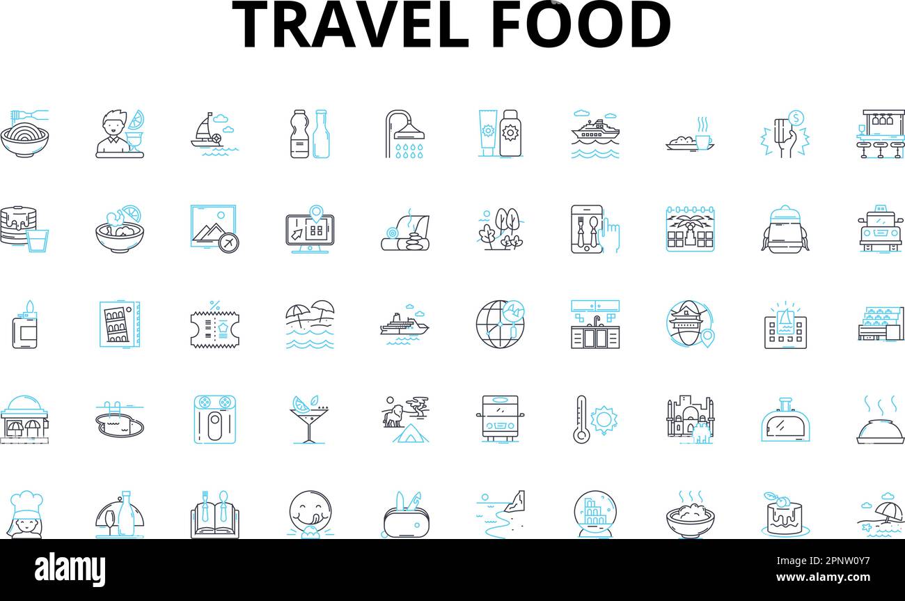 Travel food linear icons set. Gastronomy, Cuisine, Culinary, Delicacies ...