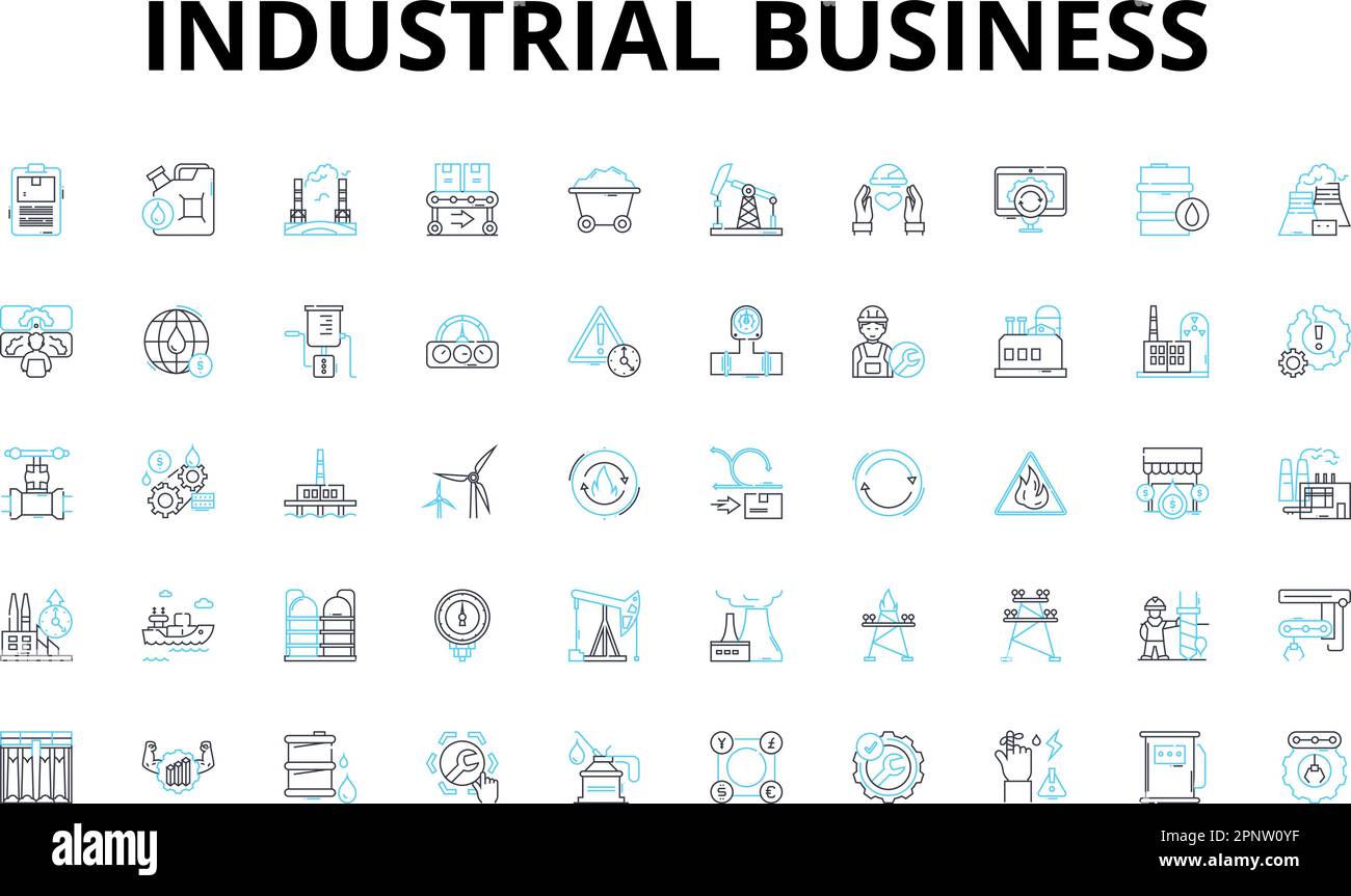 Industrial business linear icons set. Manufacturing, Production ...