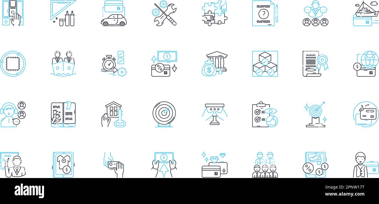 Working Environment Design Linear Icons Set Ergonomics Ambience Productivity Sustainability