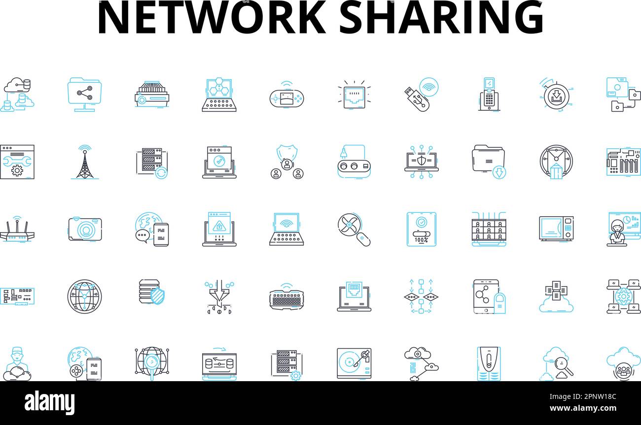 Network sharing linear icons set. Collaboration, Connectivity, Data ... Network sharing linear icons set. Collaboration, Connectivity, Data ...