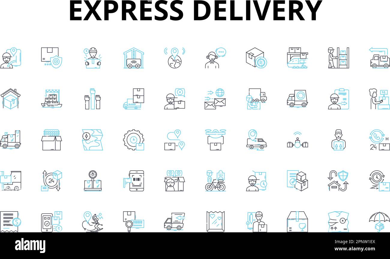 Express delivery linear icons set. Quick, Expedited, Swift, Rapid ...