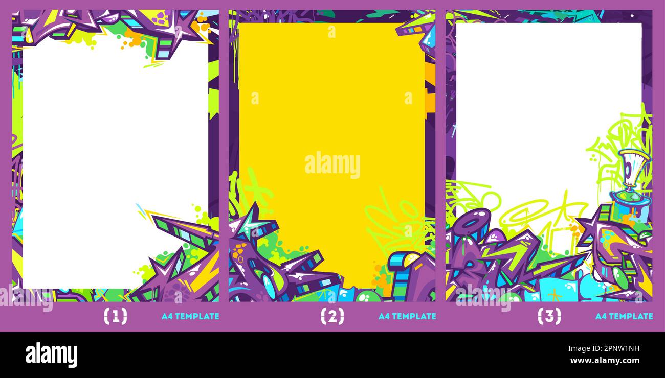 Colorful Abstract Urban Graffiti Style A4 Poster Vector Illustration ...