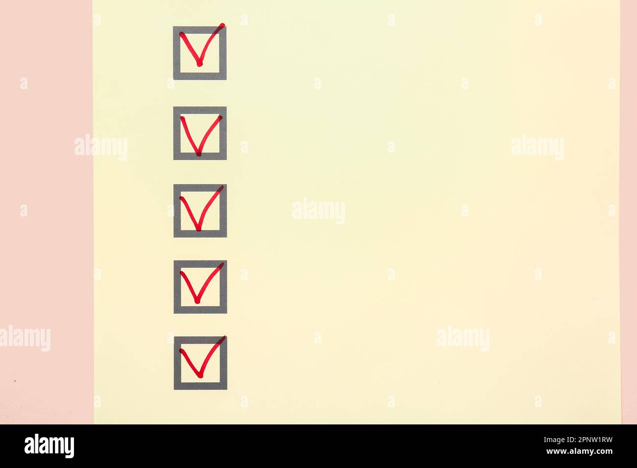 Checklist box with red marks, closeup Stock Photo - Alamy