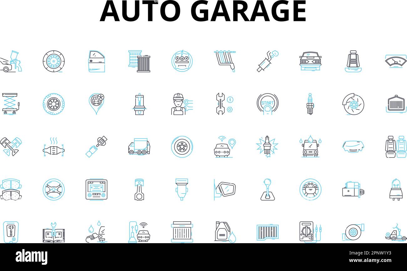 Auto garage linear icons set. Repair, Maintenance, Mechanic, Service ...