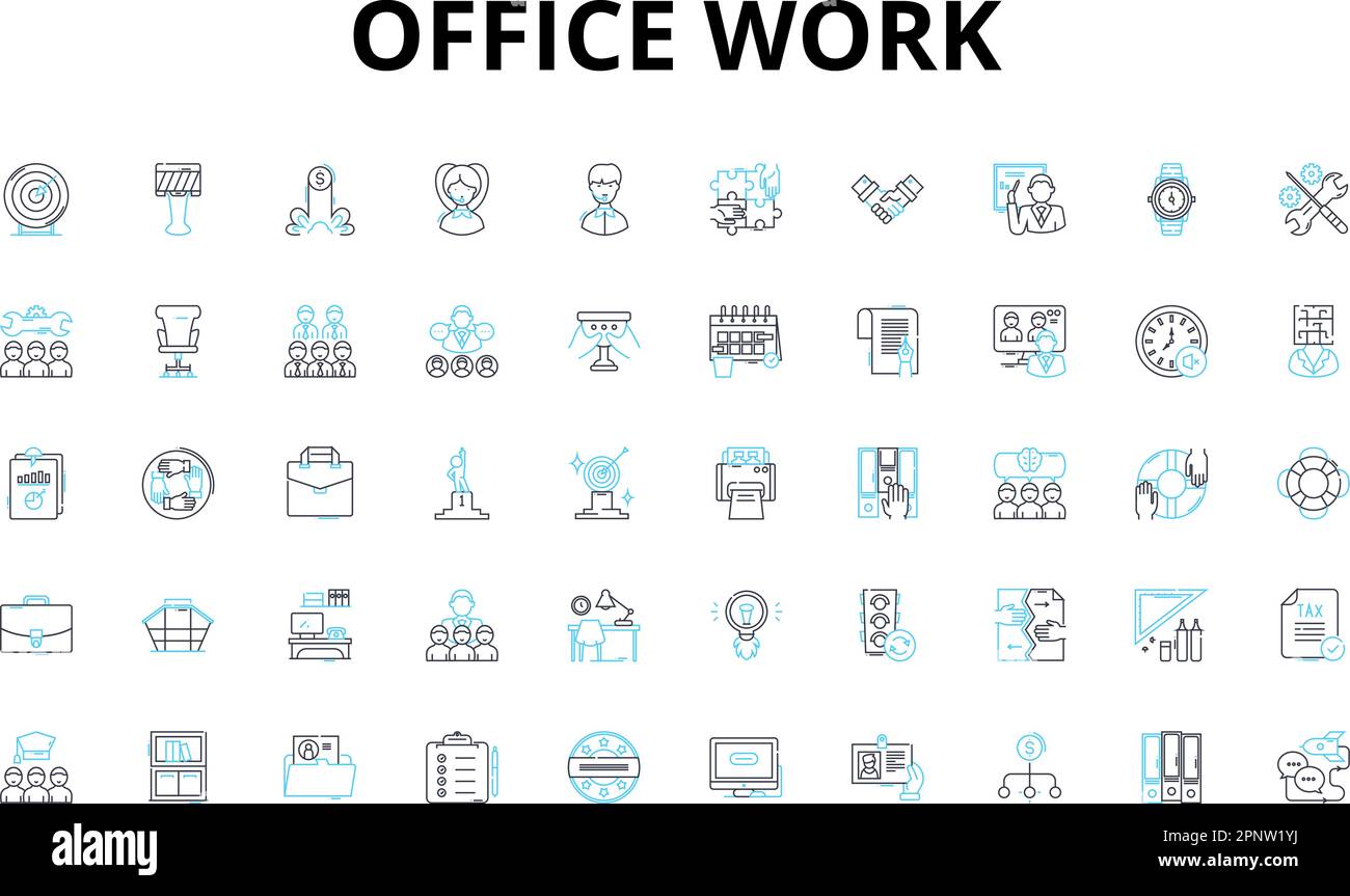 Office work linear icons set. Collaboration, Productivity, Organization ...