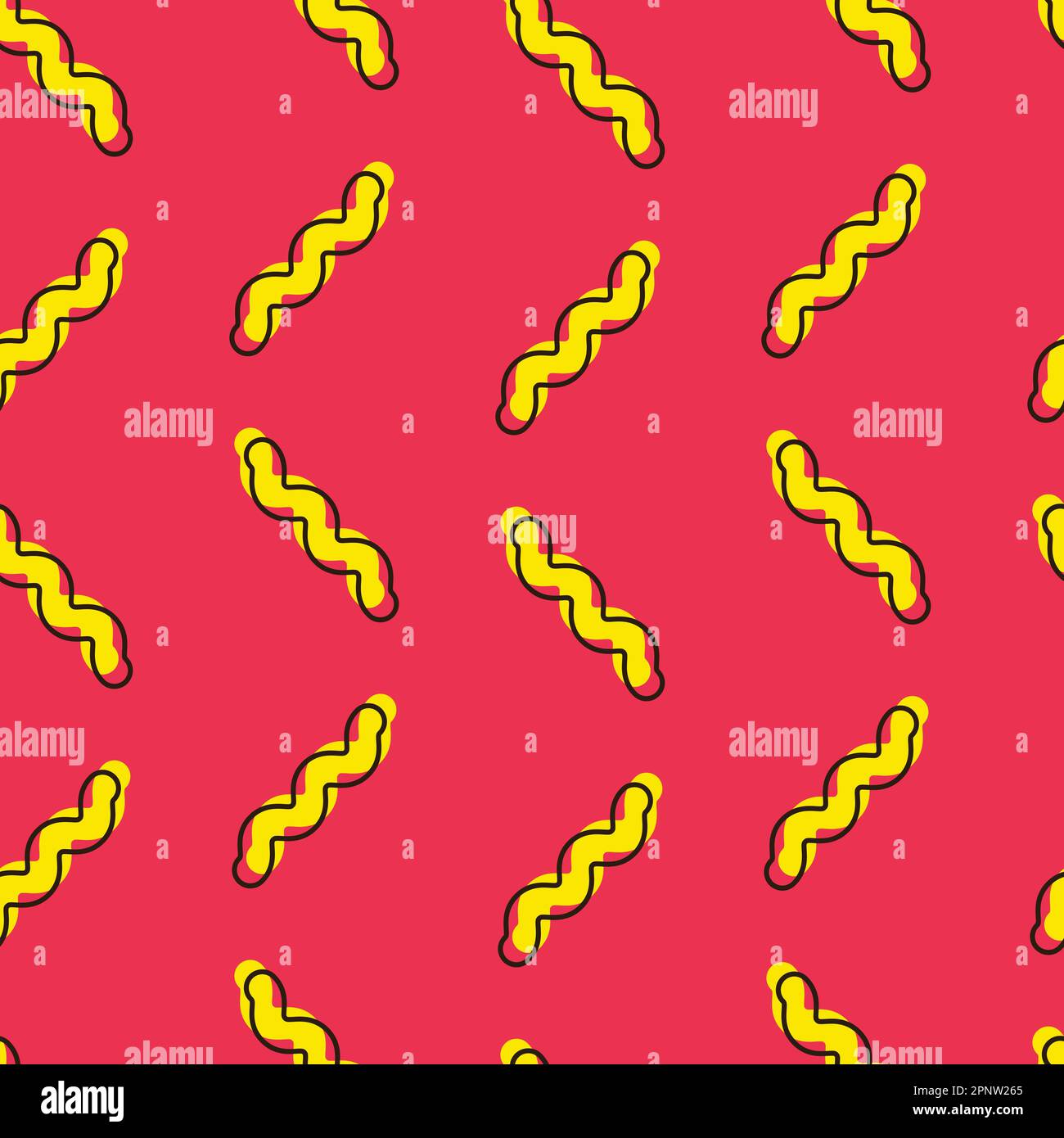 Seamless Pattern Of Memphis Zigzag Line Background In Yellow And Red ...