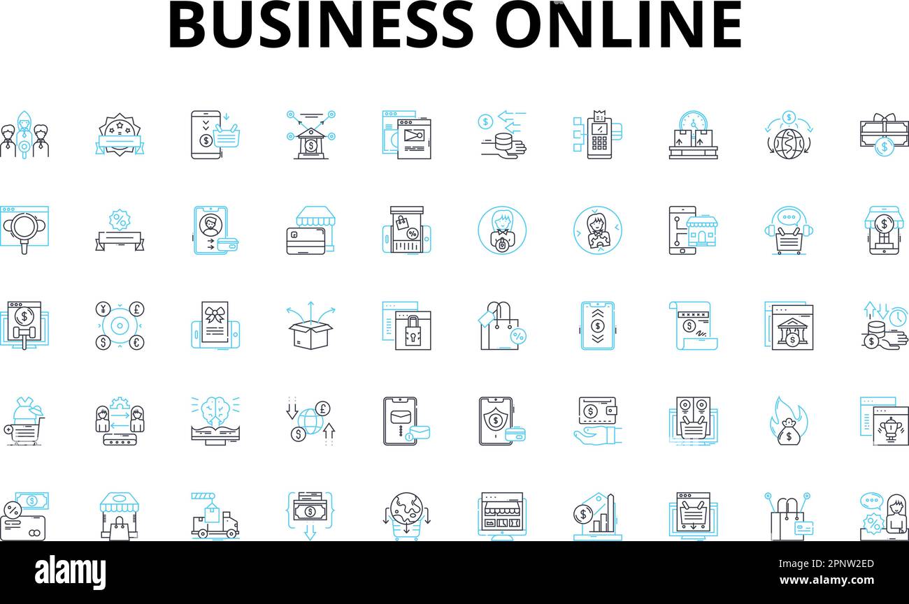 Business online linear icons set. E-commerce, Digital, Start-up ...