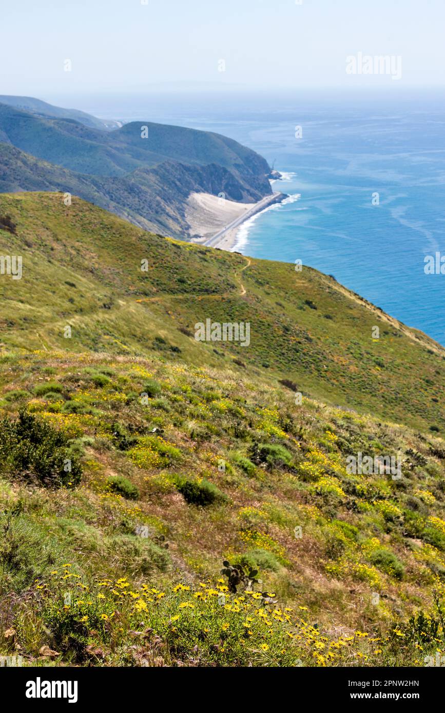 A view of the Pacific Highway from Santa Monica Mountains during Spring ...