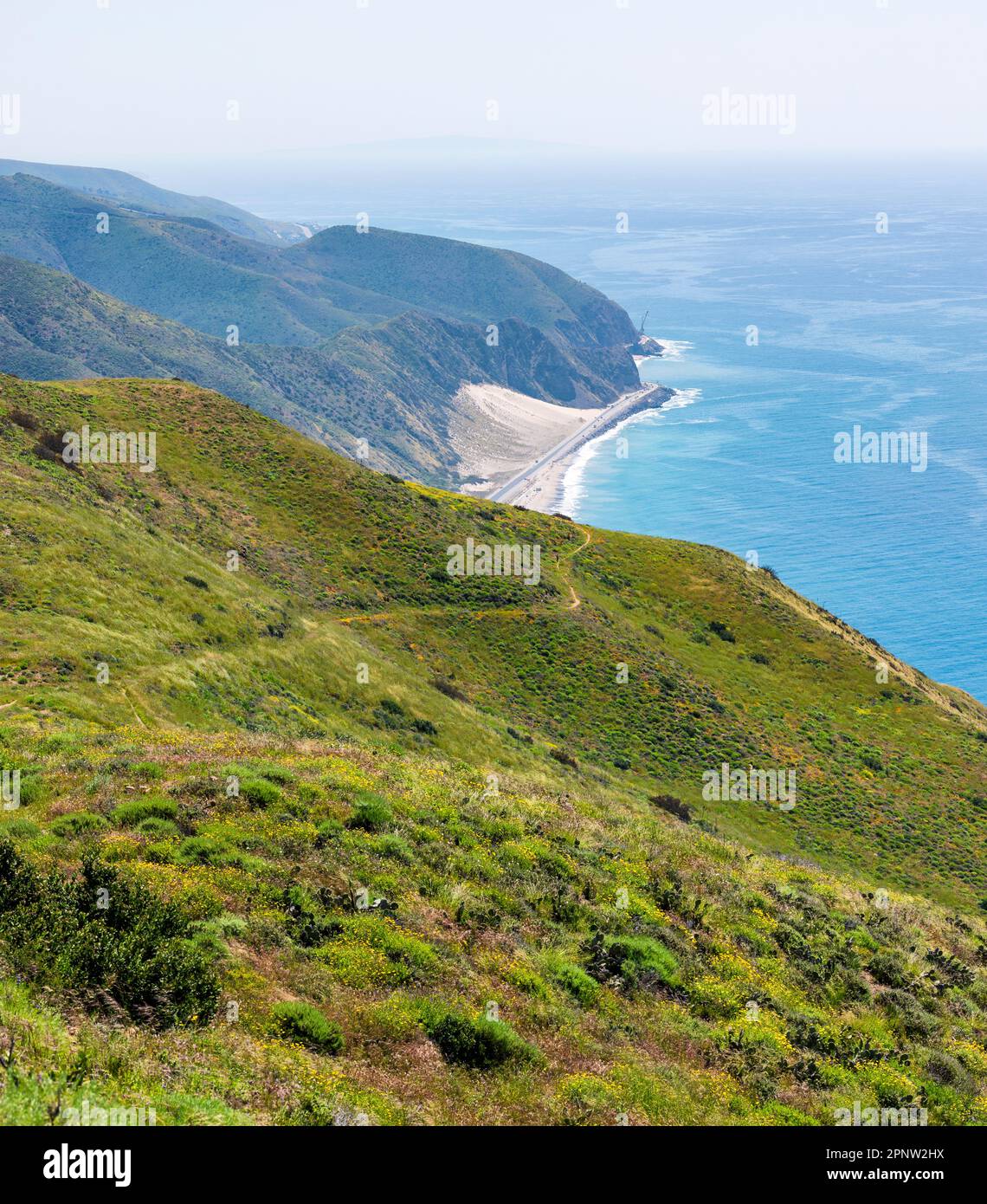 A view of the Pacific Highway from Santa Monica Mountains during Spring ...