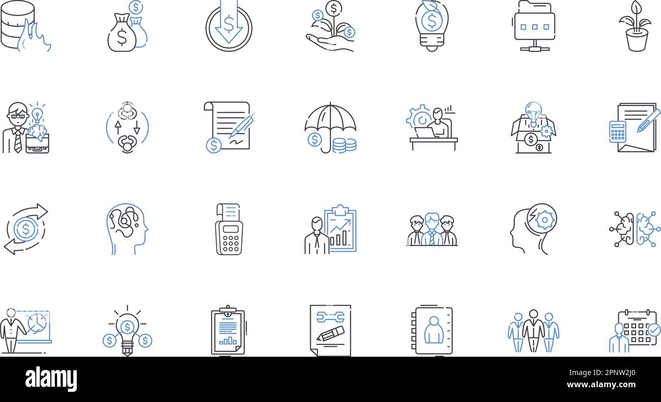 Governance decisions line icons collection. Authority, Control ...