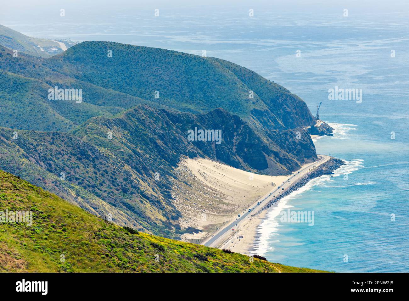 A view of the Pacific Highway from Santa Monica Mountains during Spring ...