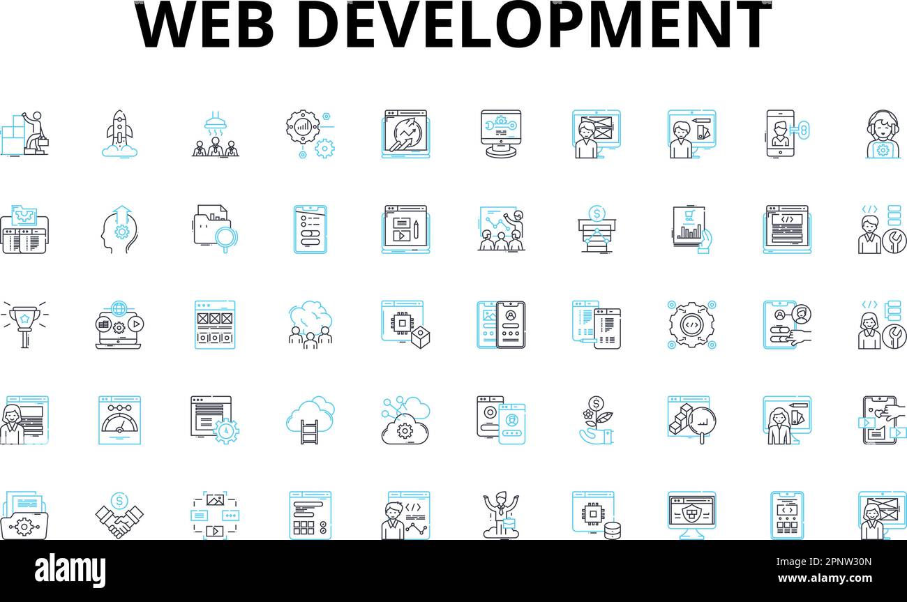 Web Development Linear Icons Set Html Css Javascript Php Python Ruby Typescript Vector