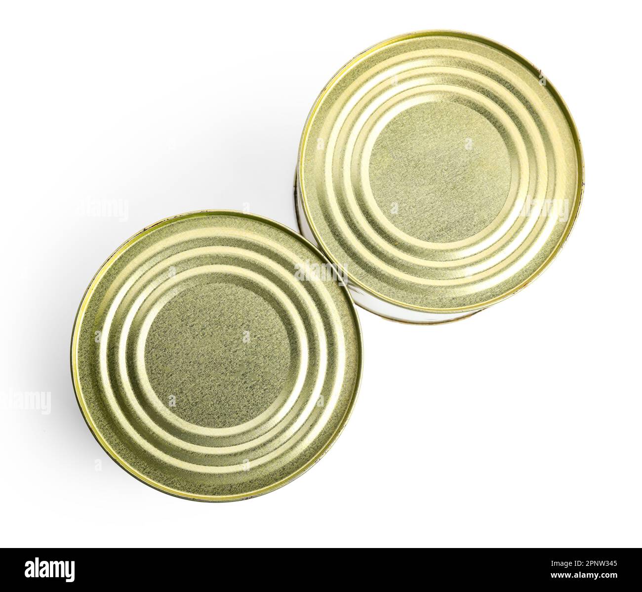 Tin cans with fish isolated on white background Stock Photo - Alamy