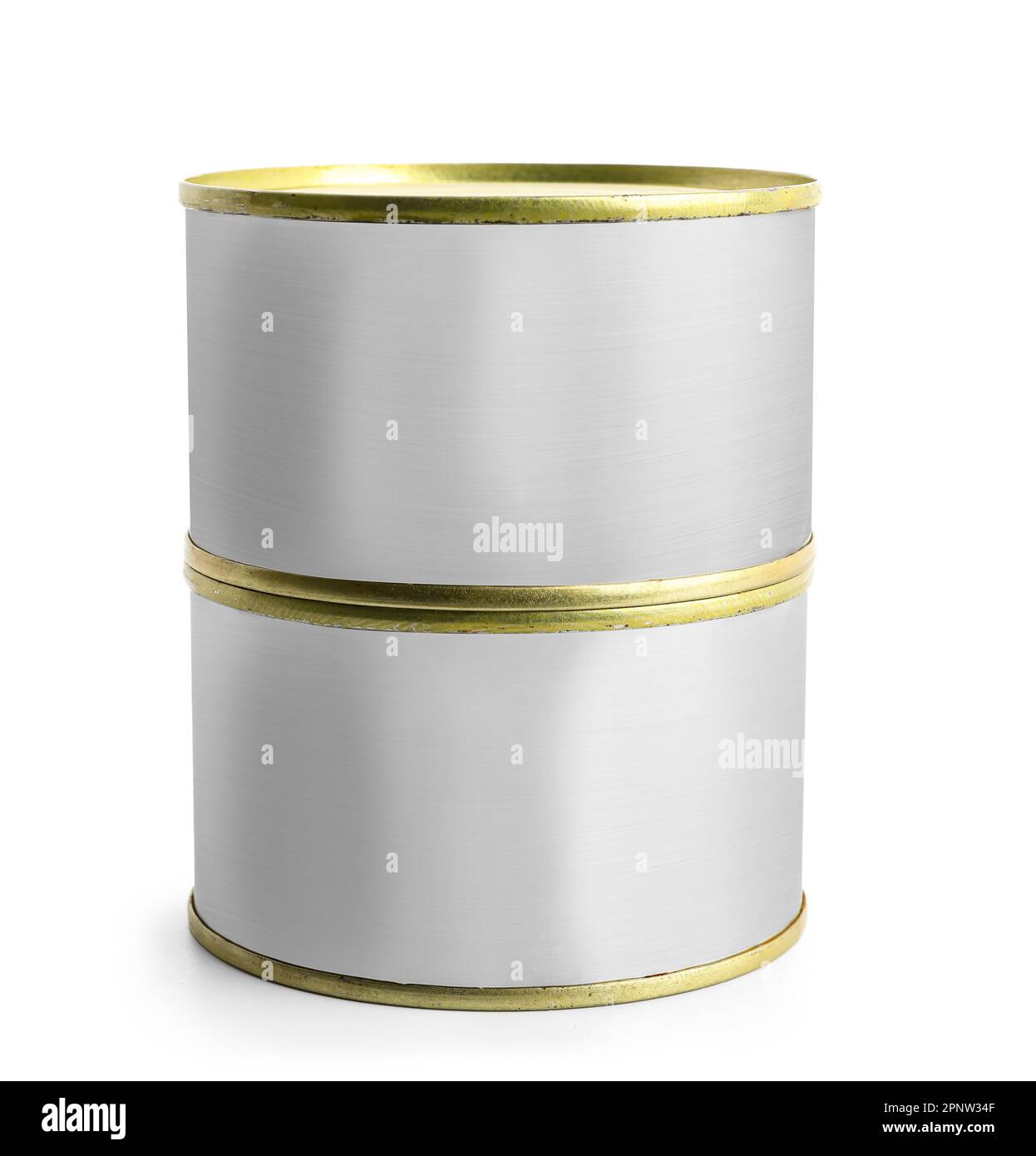 Tin cans with fish isolated on white background Stock Photo - Alamy