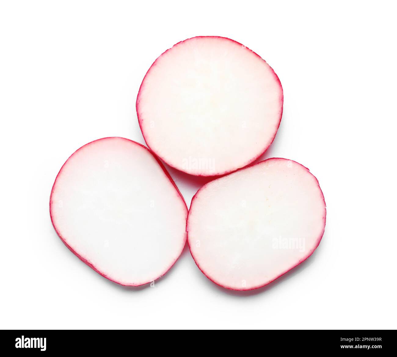 Slices of fresh radish isolated on white background Stock Photo - Alamy